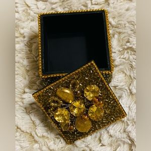Other | Bejeweled Gold Beaded Trinket Box | Poshmark